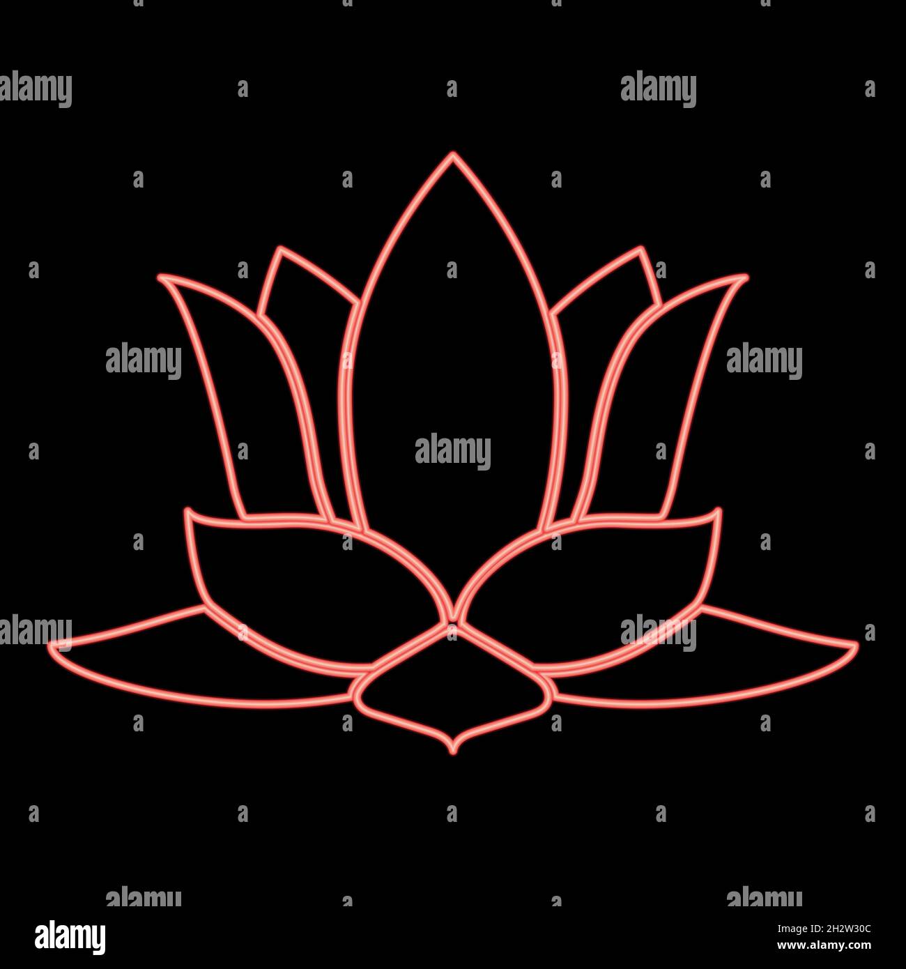 Neon lotus flower red color vector illustration flat style light image ...