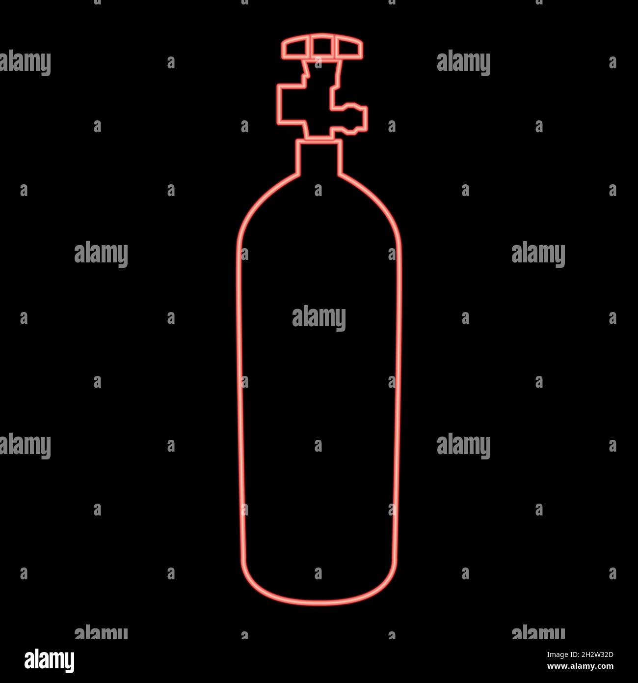 Neon propane gas cylinde red color vector illustration flat style light ...
