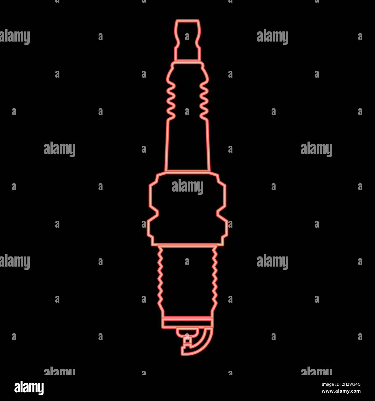 Neon spark plug red color vector illustration flat style light image ...