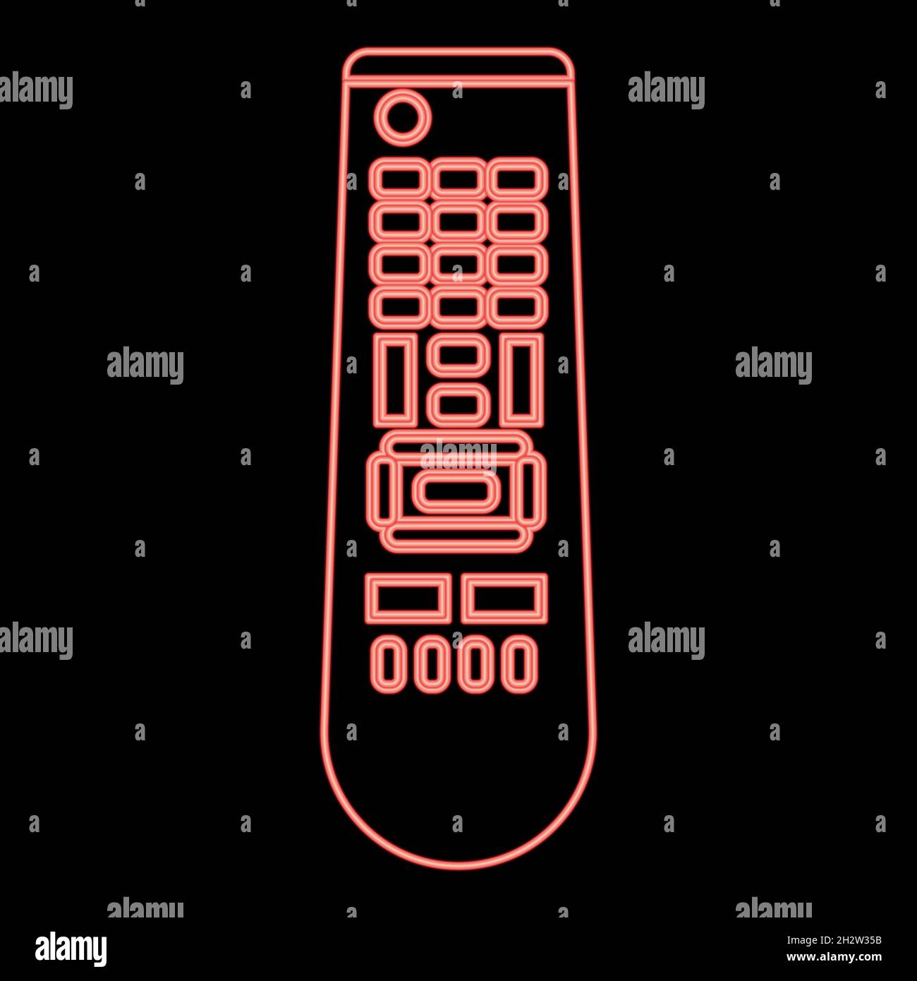 Neon remote control panel red color vector illustration flat style ...