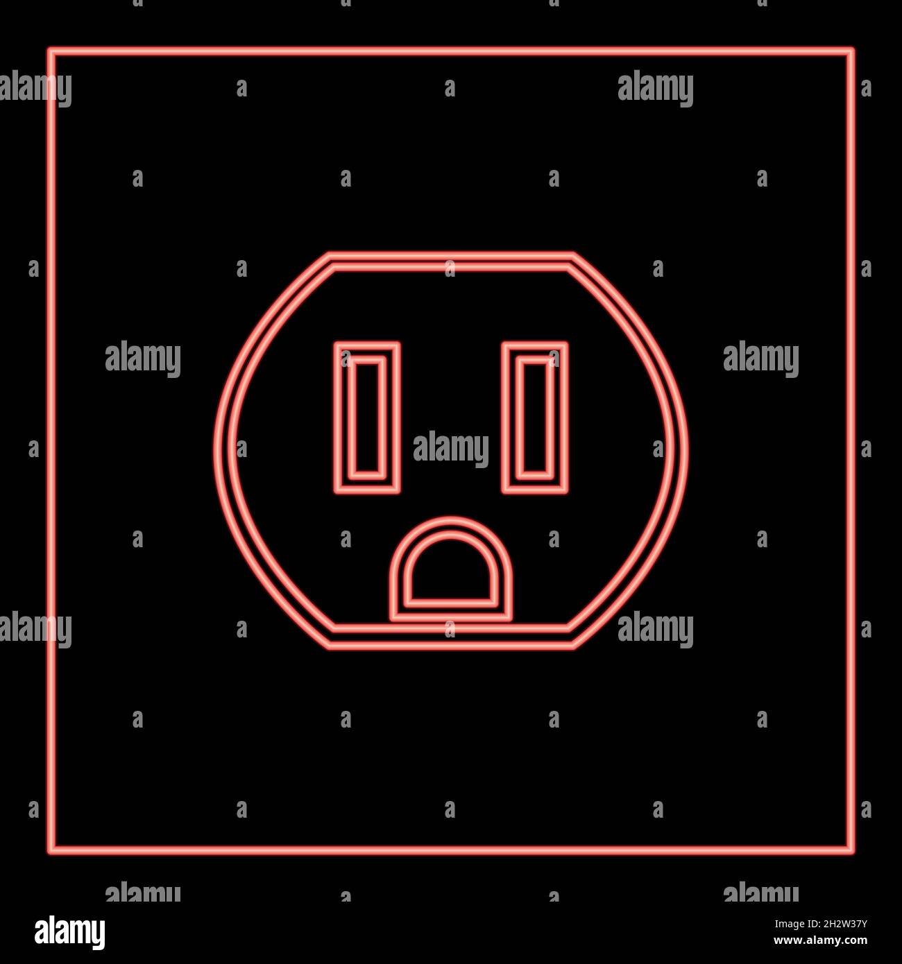 Neon socket red color vector illustration flat style light image Stock ...