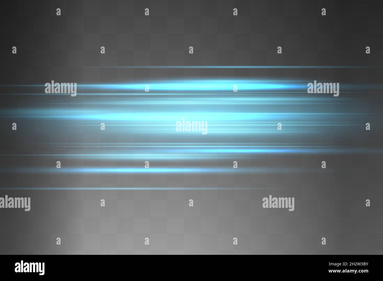Blue horizontal lens flares pack. Laser beams, horizontal light rays ...