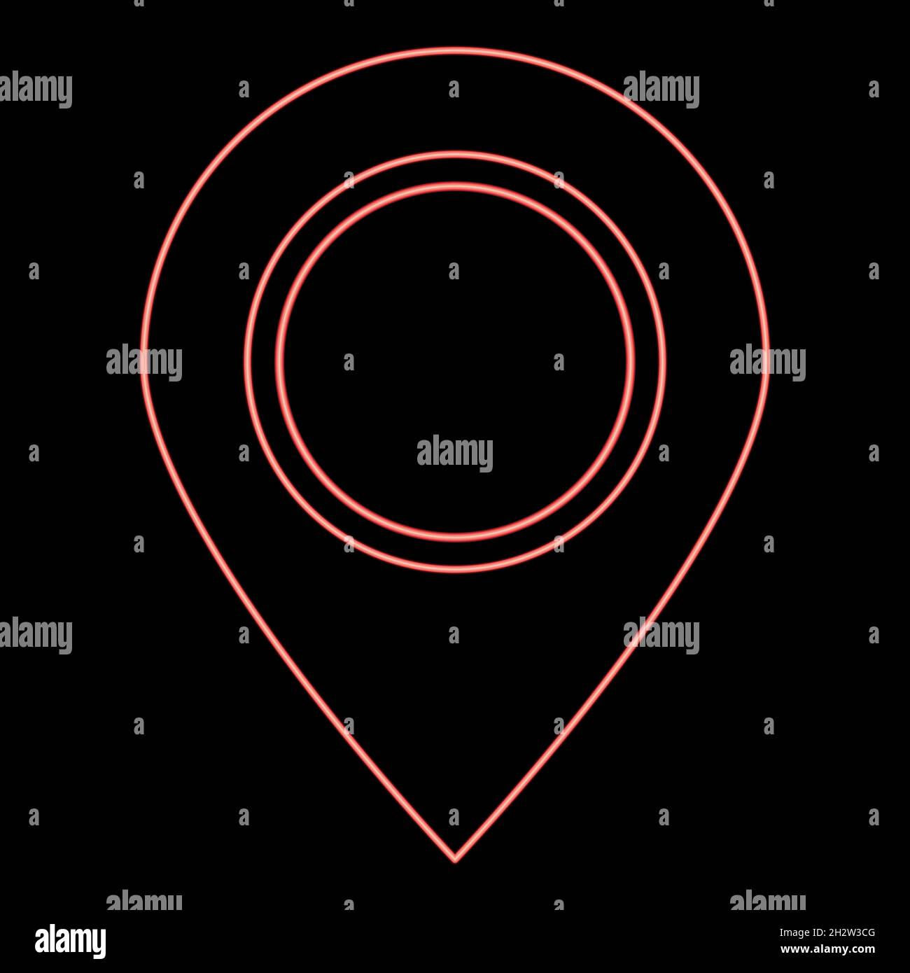 Neon sign location red color vector illustration flat style light image ...