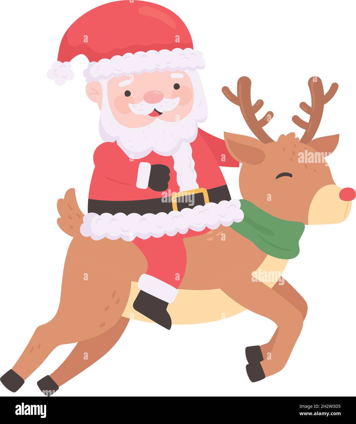 santa claus riding reindeer Stock Vector Image & Art - Alamy