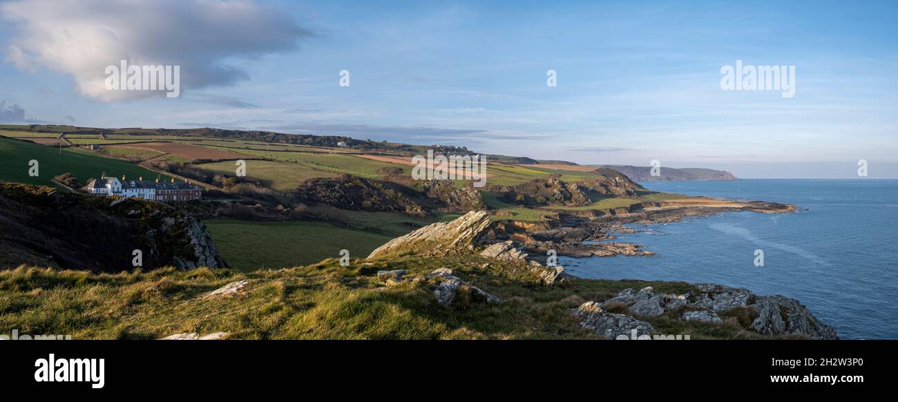 View from Prawle Point towards East Prawle, south Devon Stock Photo - Alamy