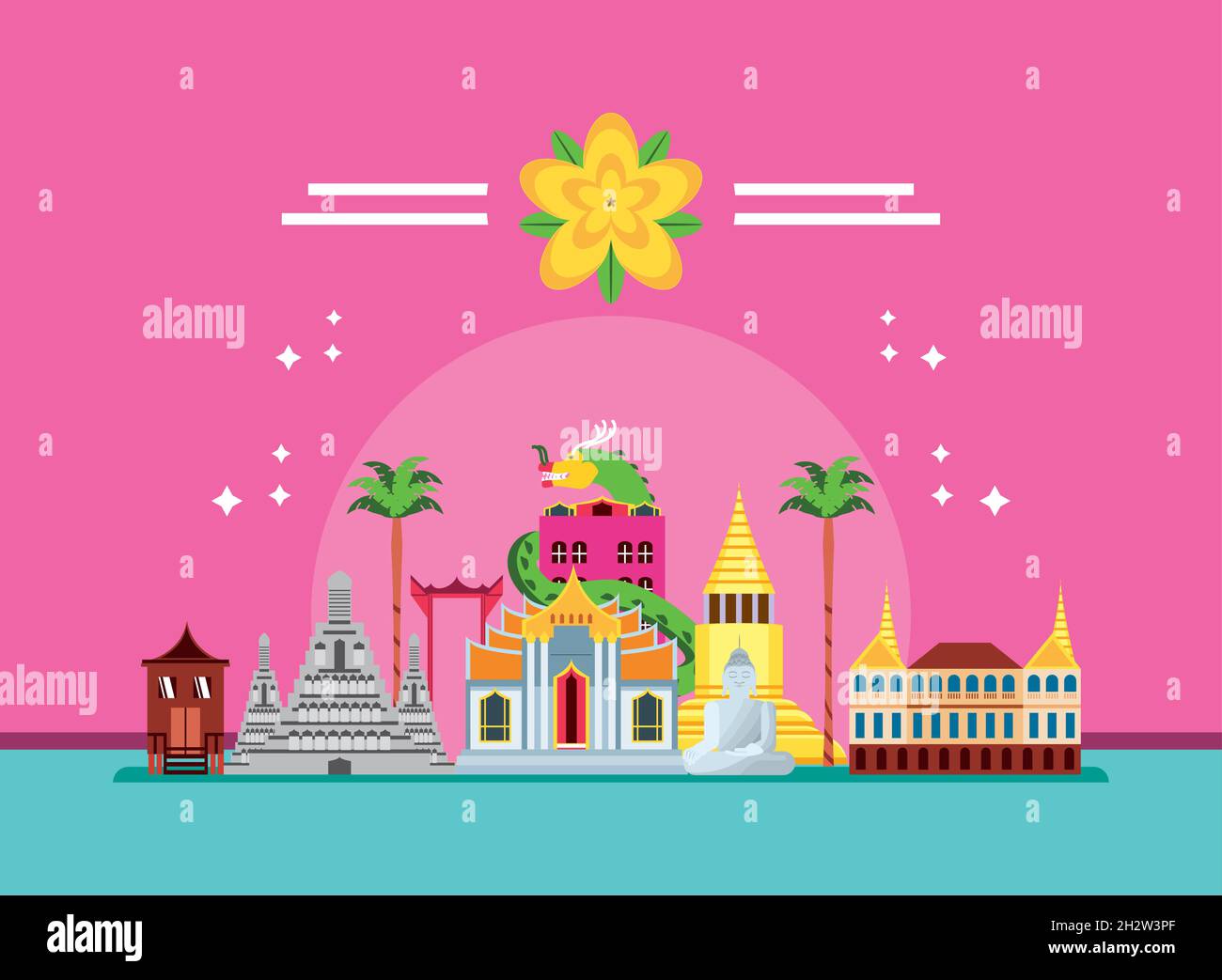 Asia thailand bangkok ancient Stock Vector Images - Alamy