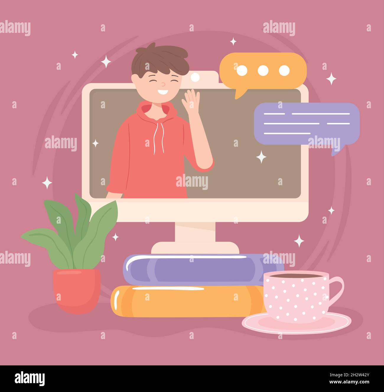 Video conferencing boy Stock Vector Images - Alamy