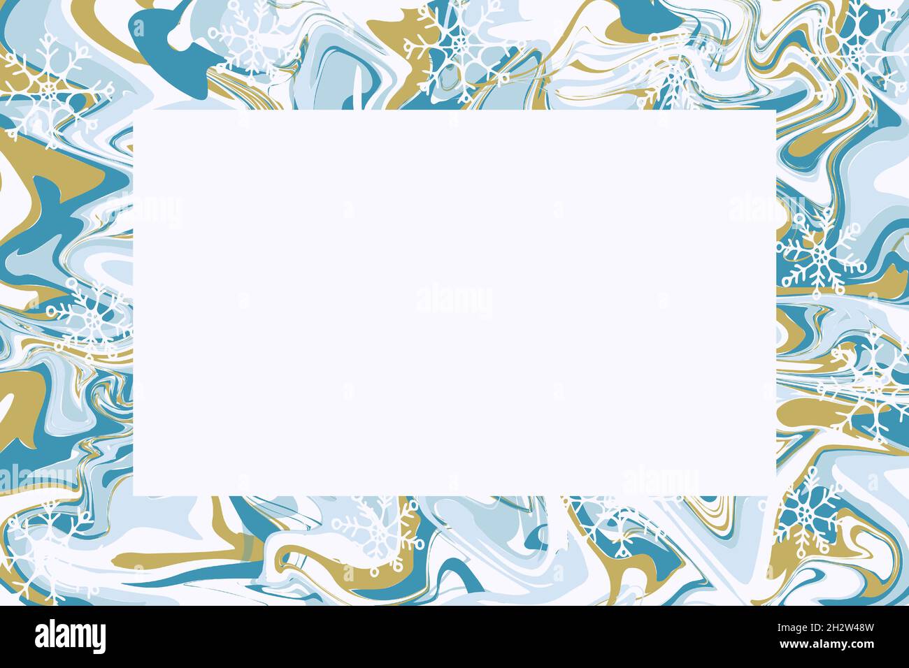 Marble winter background frame with space for text. Decorative border ...