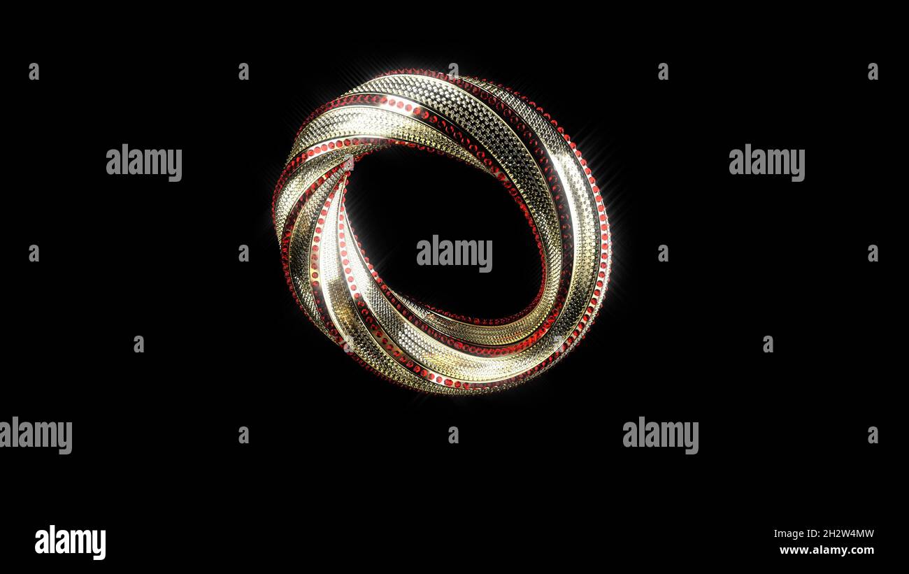 Fantasy gold red diamond ring Beautiful view Circle rotating 3d render ...