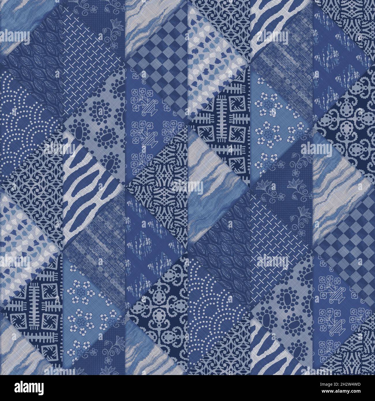 Denim western blue patchwork triangle woven texture. Indigo vintage ...