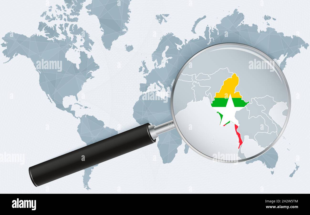 Myanmar on the map of the world