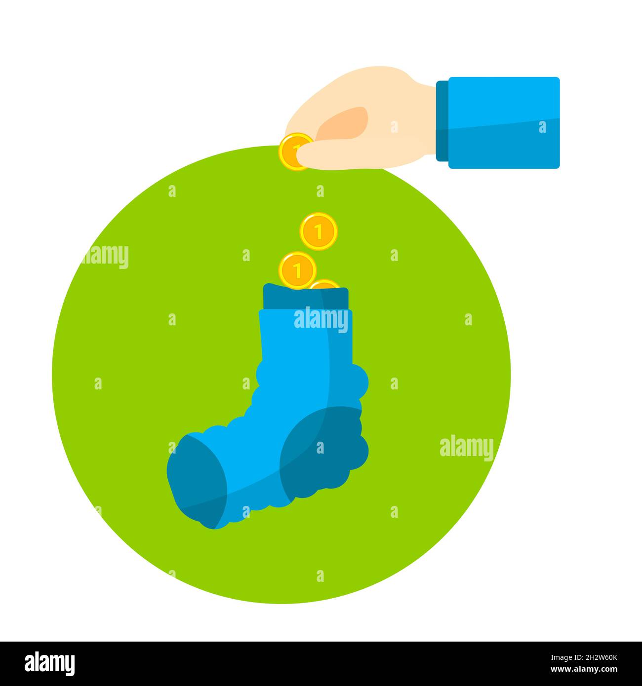 Hand puts coin deposits. Cartoon concept of alternative money storage ...