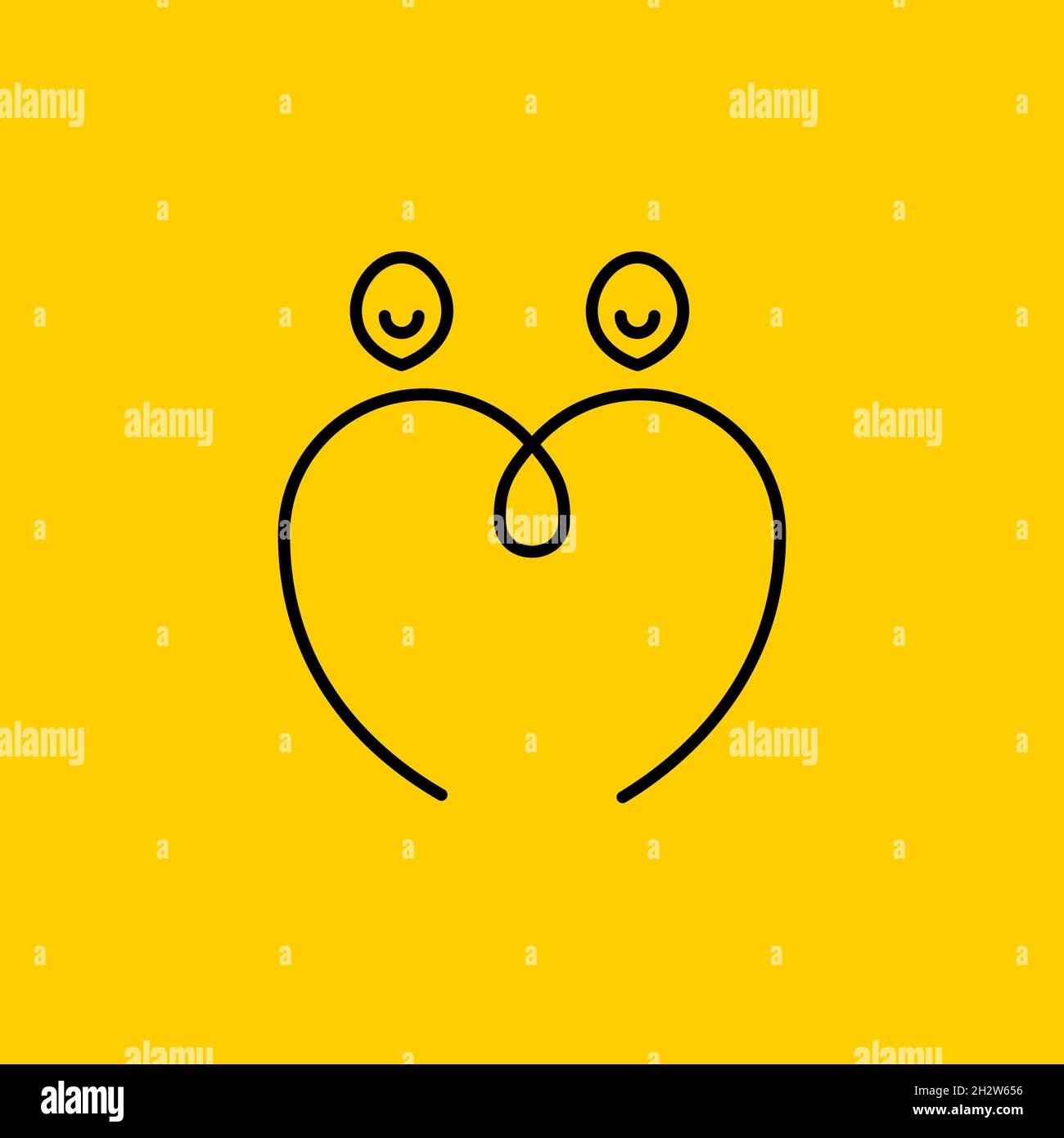 Heart and two people symbol. Charity, donation icon. Together symbol ...