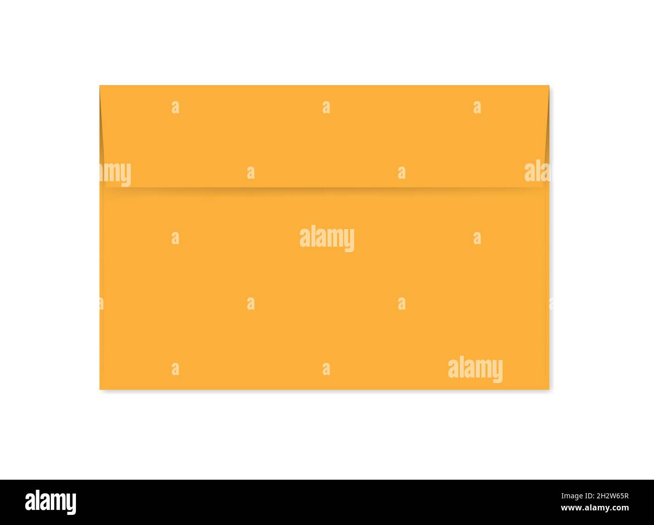 Closed orange paper envelope isolated on white background template ...