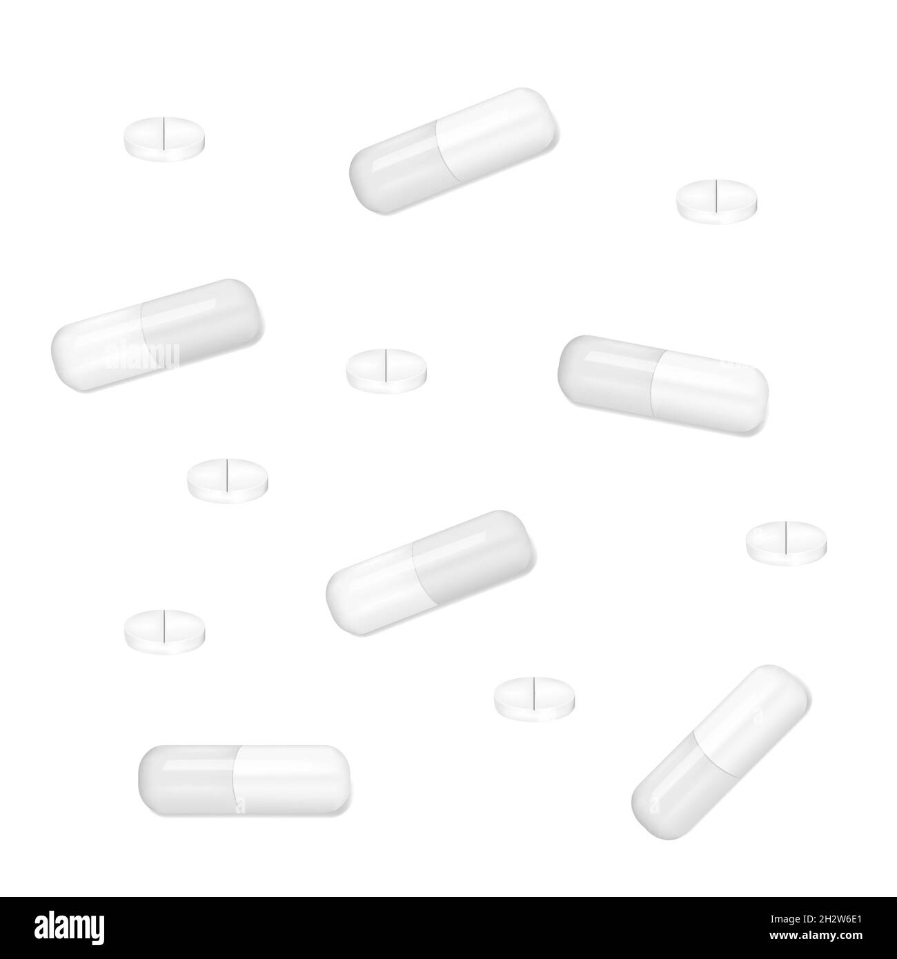 Medical capsules and pills isolated on white background. Vector ...