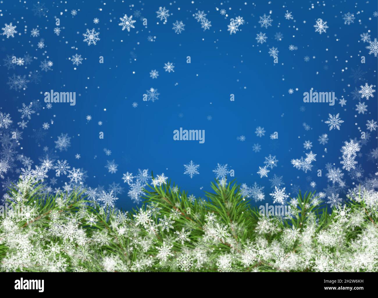 Falling snow on background fir Stock Vector Images - Alamy