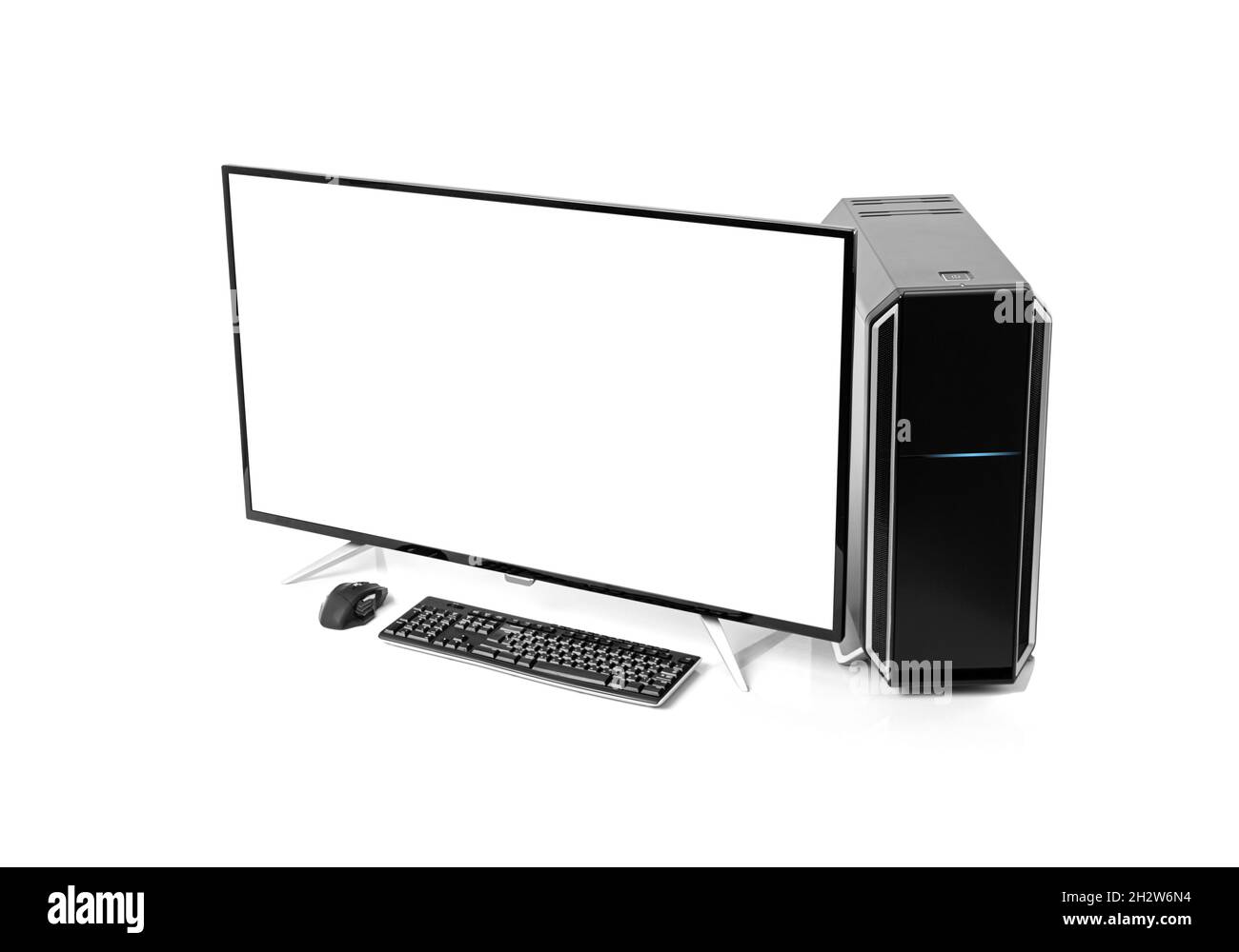 Black desktop computer isolated on a white background Stock Photo - Alamy