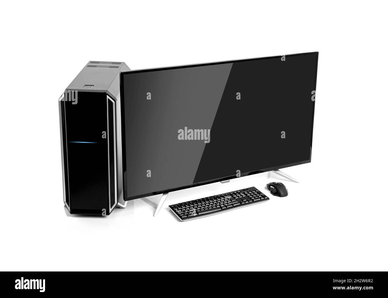 Black desktop computer isolated on a white background Stock Photo - Alamy