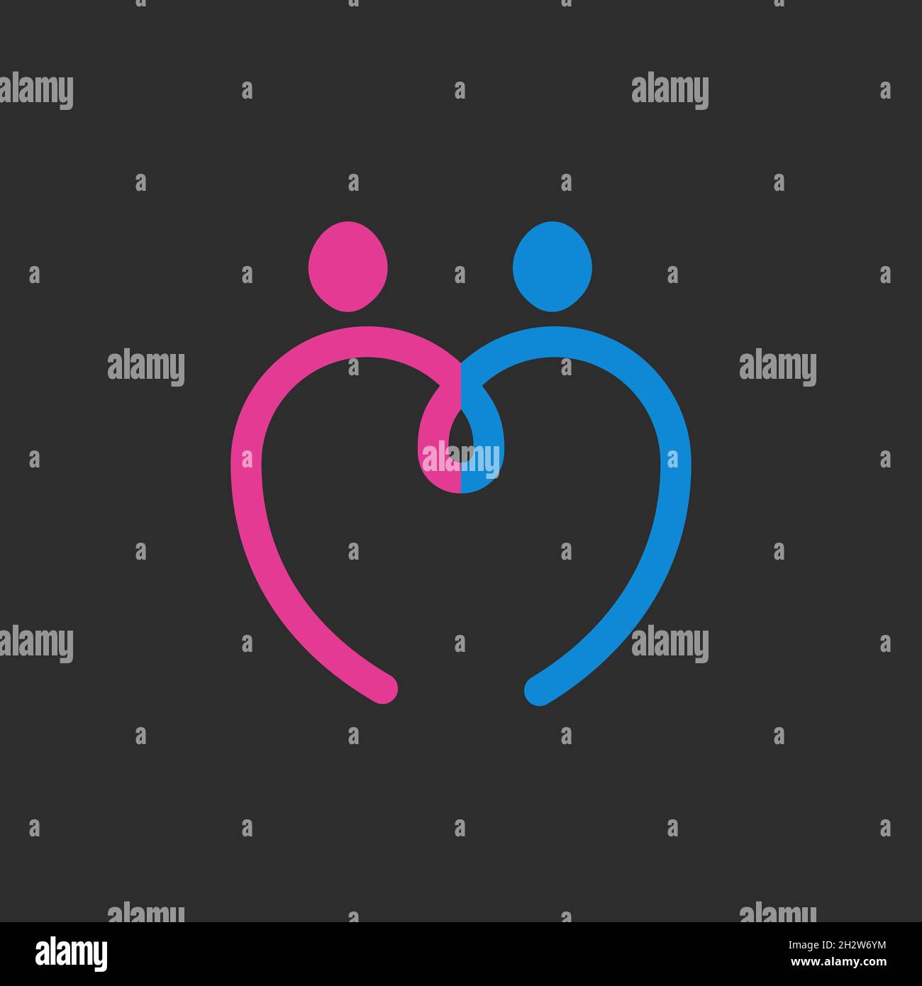 Heart and two people symbol. Charity, donation icon. Together symbol ...