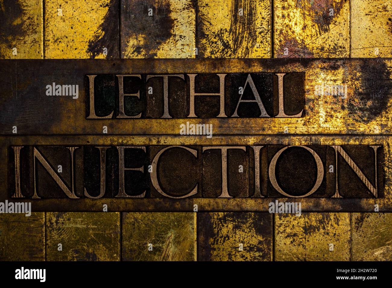 Lethal Injection text on textured grunge copper and vintage gold ...