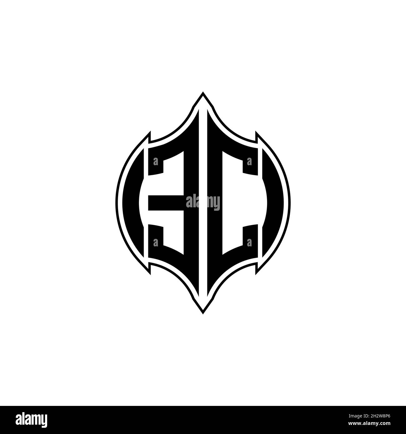 EC Monogram logo letter with Gemoteric line rounded shape style design ...
