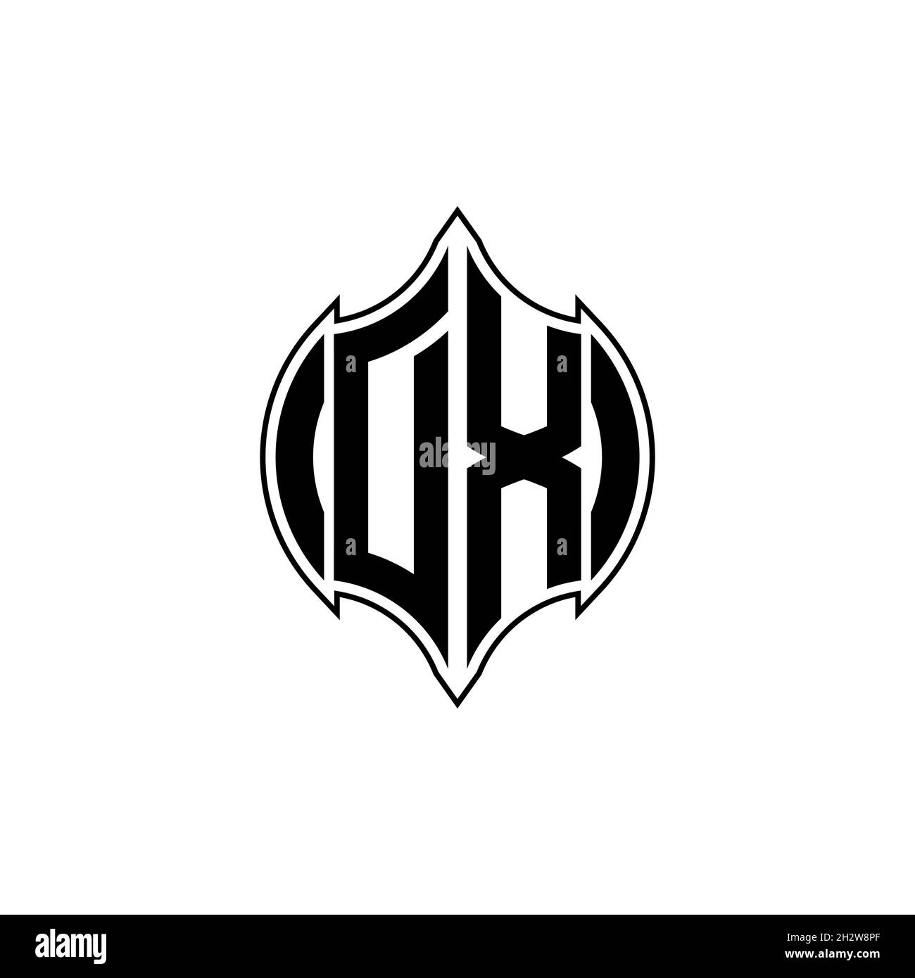 DX Monogram logo letter with Gemoteric line rounded shape style design ...