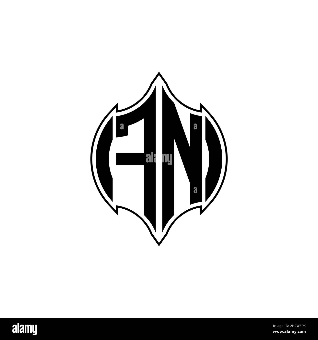FN Monogram logo letter with Gemoteric line rounded shape style design ...