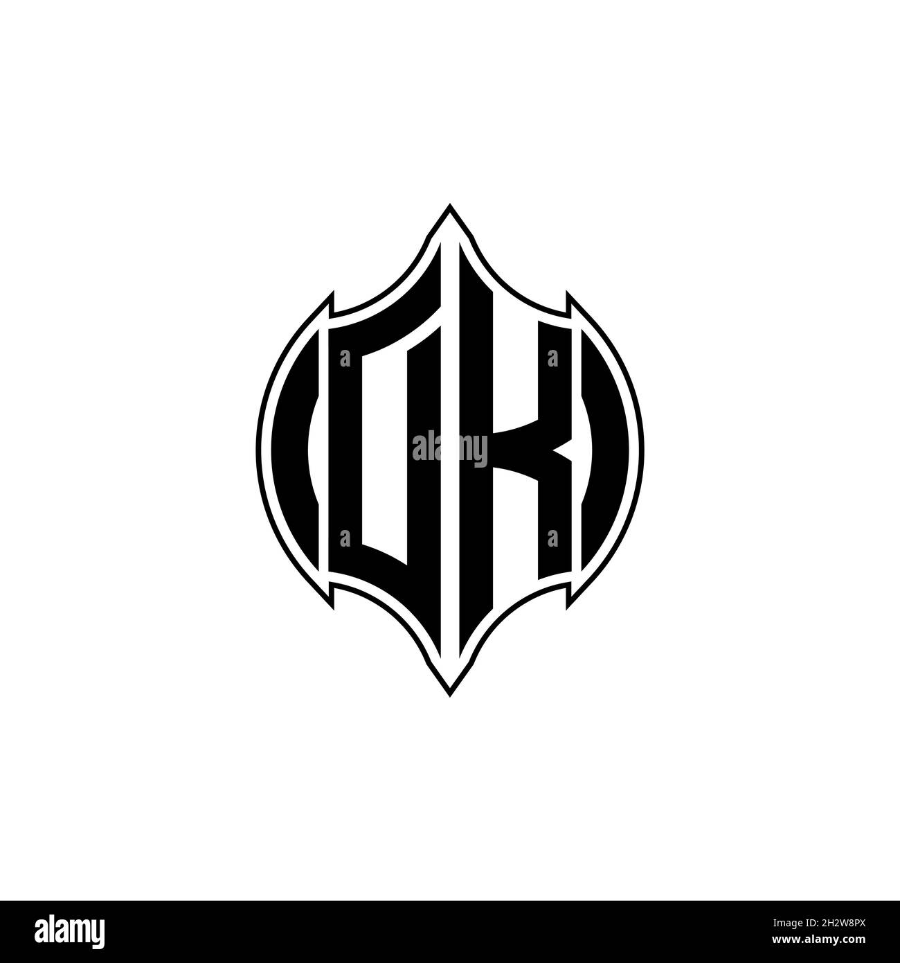 DK Monogram logo letter with Gemoteric line rounded shape style design ...