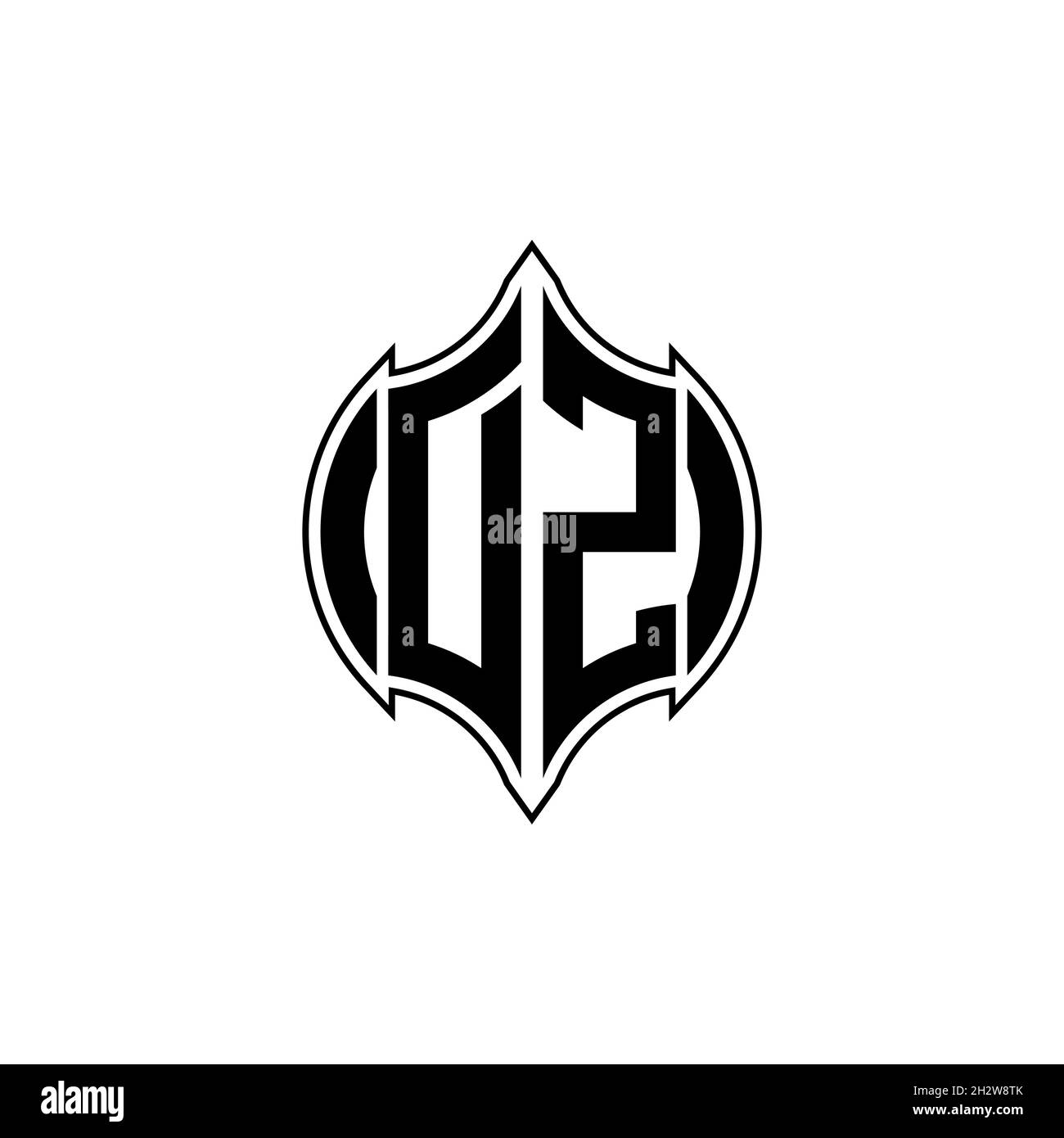 DZ Monogram logo letter with Gemoteric line rounded shape style design ...