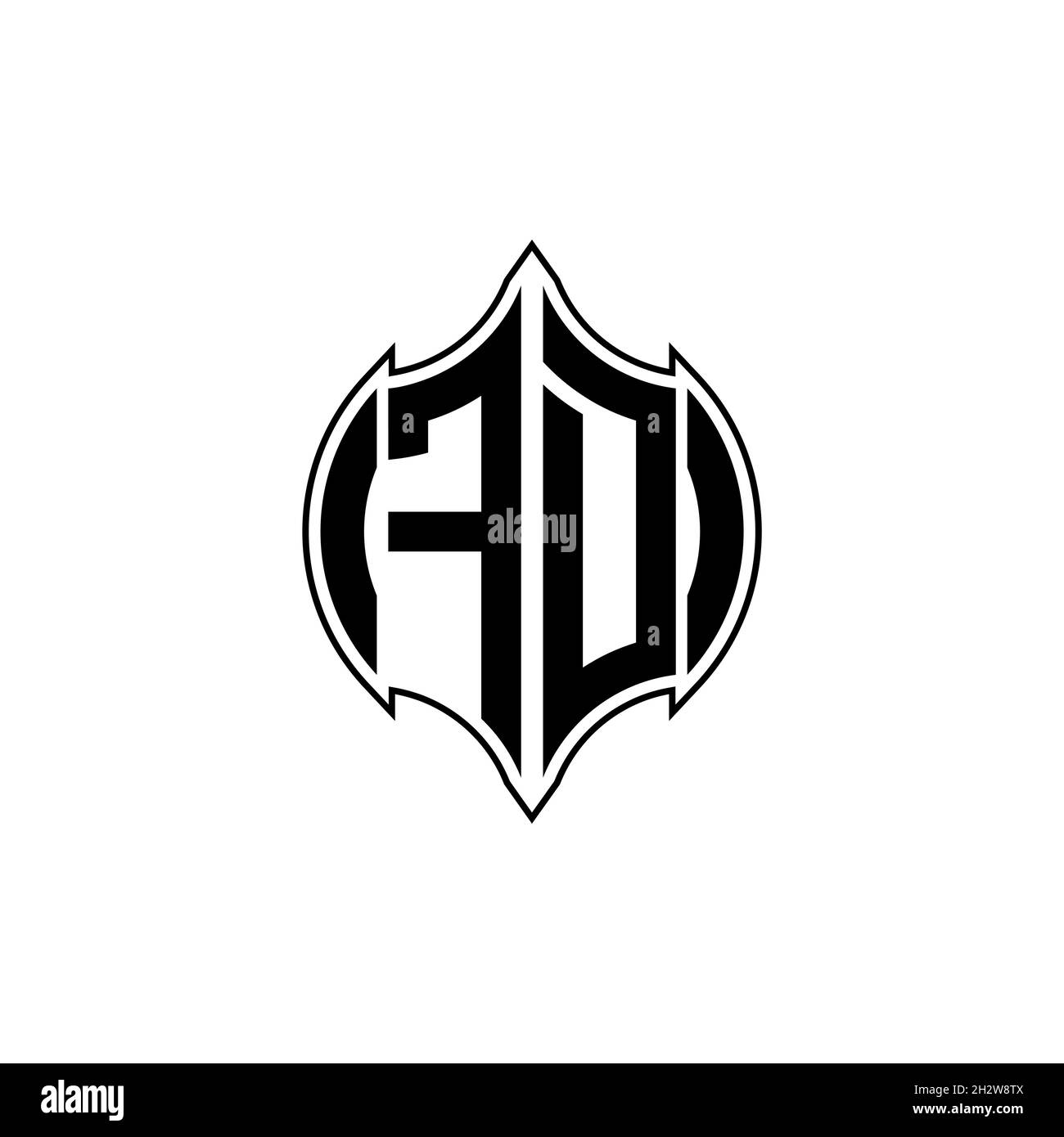FD Monogram logo letter with Gemoteric line rounded shape style design ...