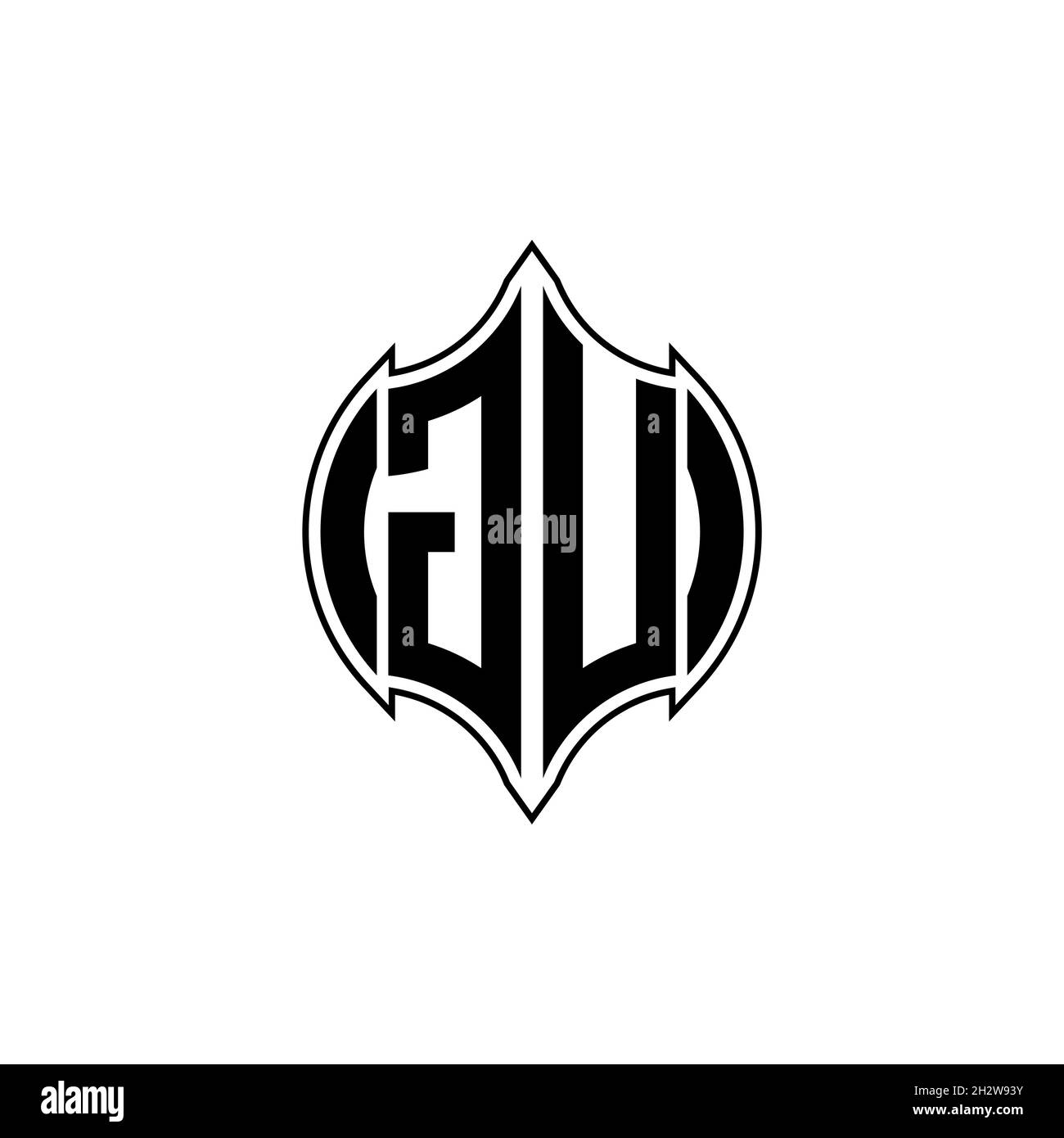 GU Monogram logo letter with Gemoteric line rounded shape style design ...