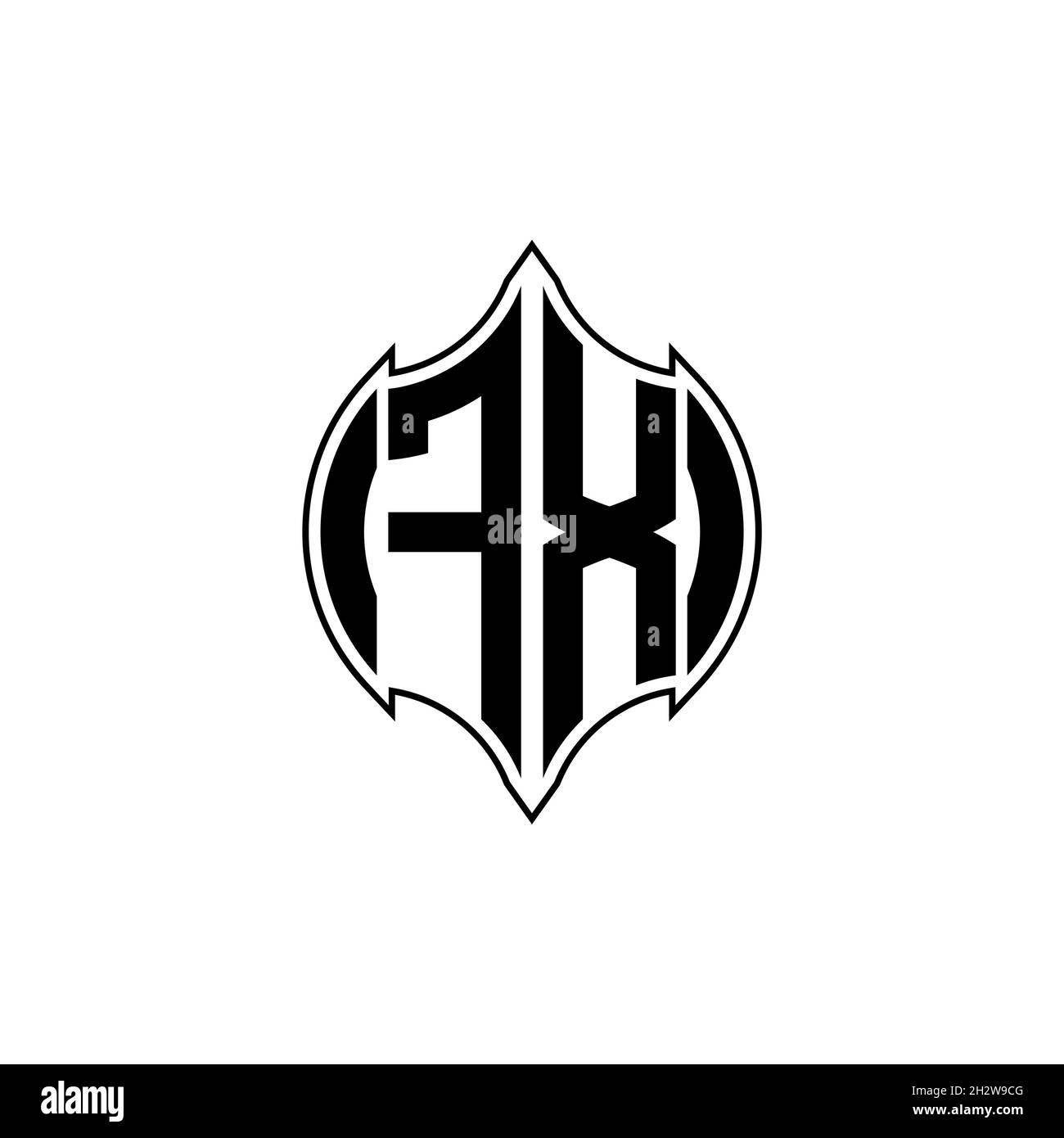 FX Monogram logo letter with Gemoteric line rounded shape style design ...