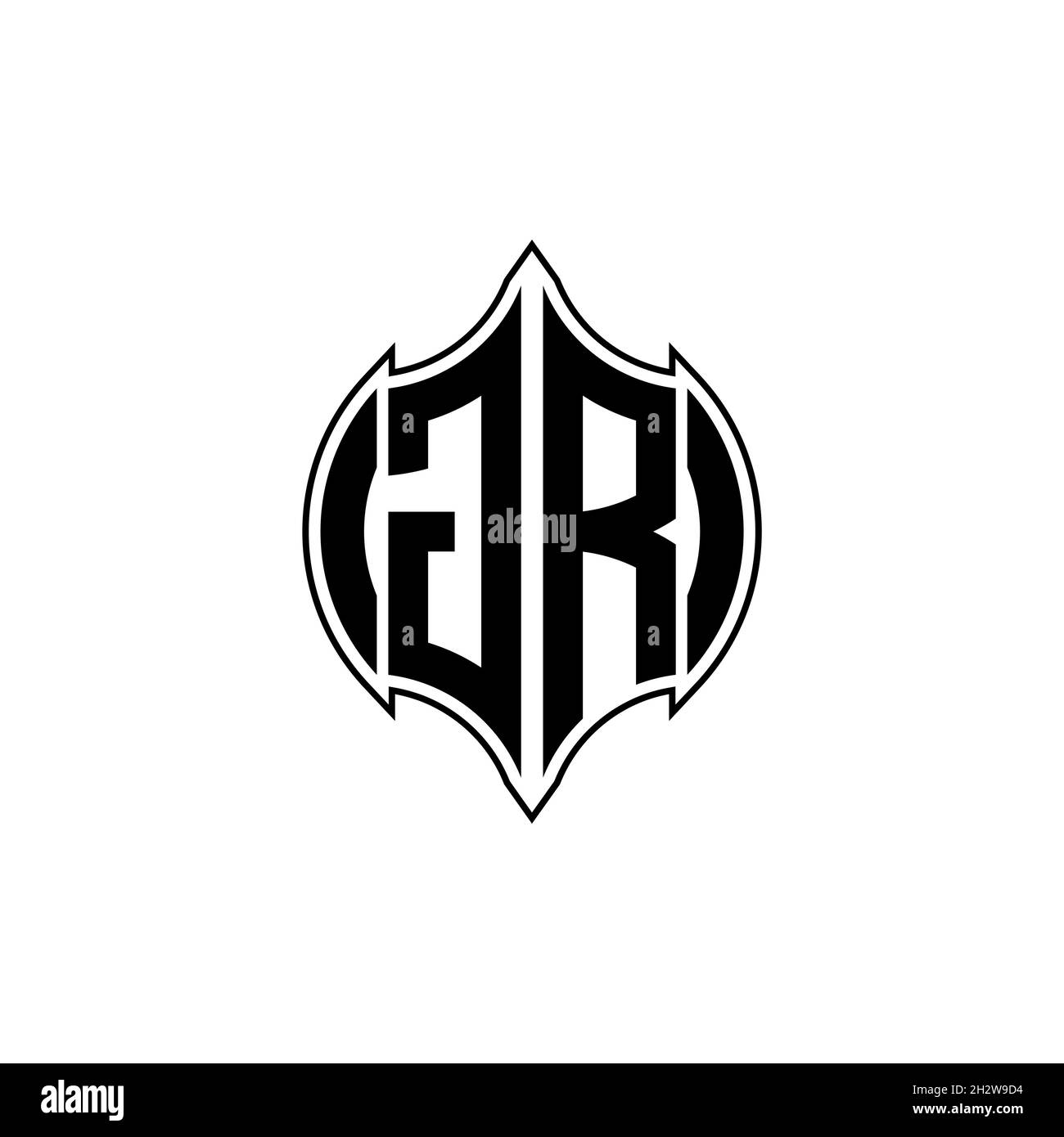 GR Monogram logo letter with Gemoteric line rounded shape style design ...