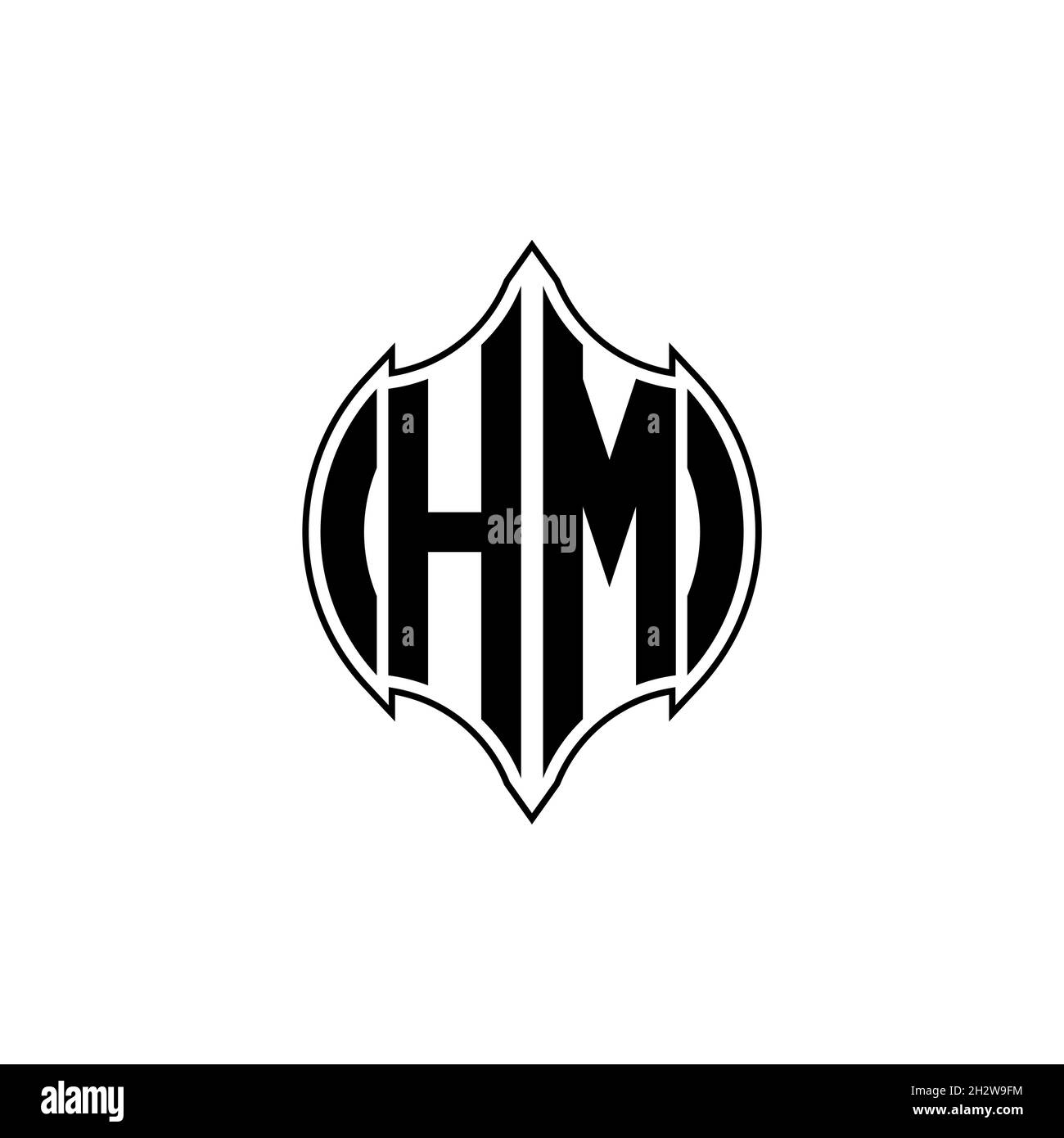 HM Monogram logo letter with Gemoteric line rounded shape style design ...