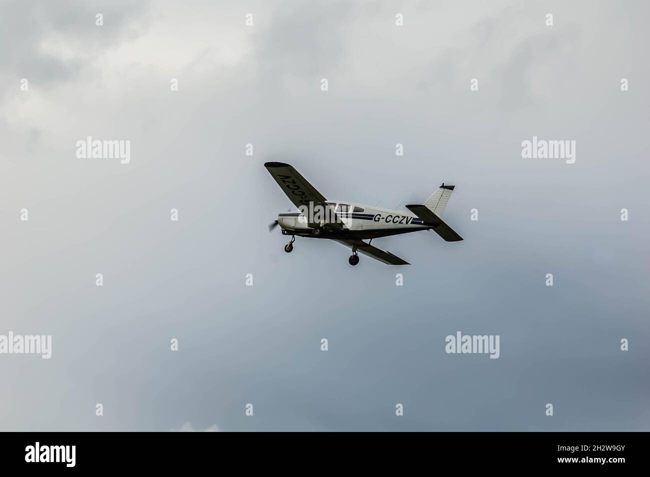 ELSTREE, LONDON, ENGLAND- 17 October 2021: Piper PA-28-151 single ...