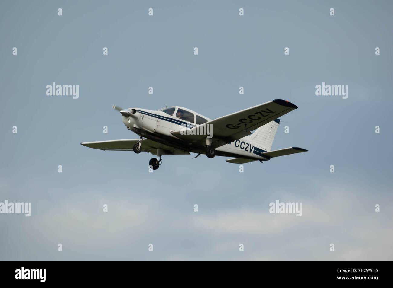 ELSTREE, LONDON, ENGLAND- 17 October 2021: Piper PA-28-151 single ...