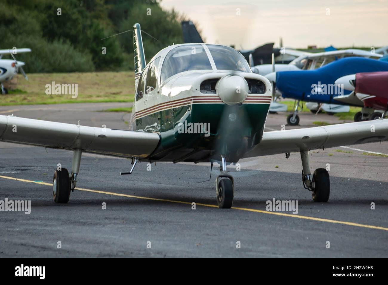 ELSTREE, LONDON, ENGLAND- 17 October 2021: Piper PA-28-161 single ...