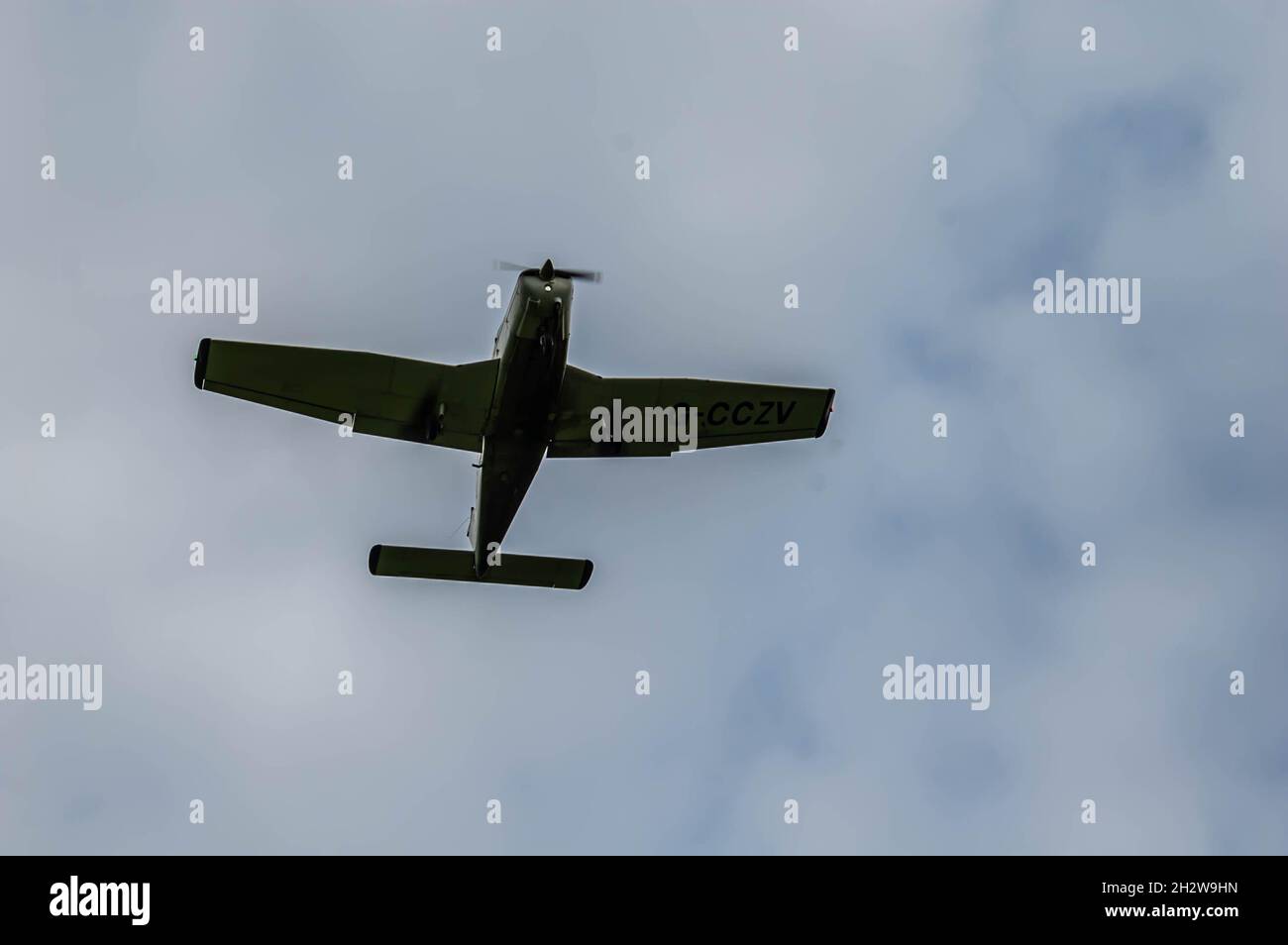 ELSTREE, LONDON, ENGLAND- 17 October 2021: Piper PA-28-151 single ...