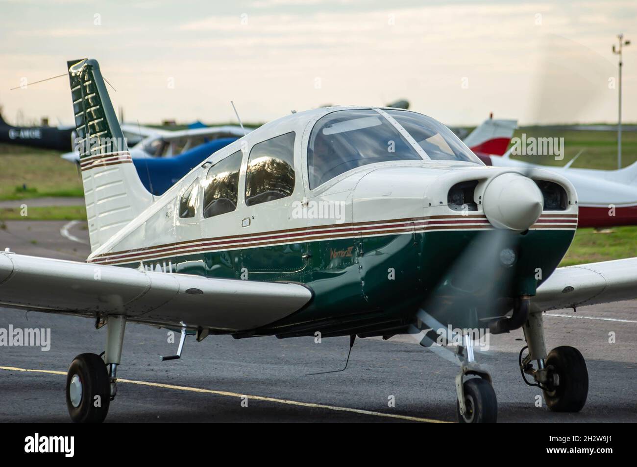 ELSTREE, LONDON, ENGLAND- 17 October 2021: Piper PA-28-161 single ...