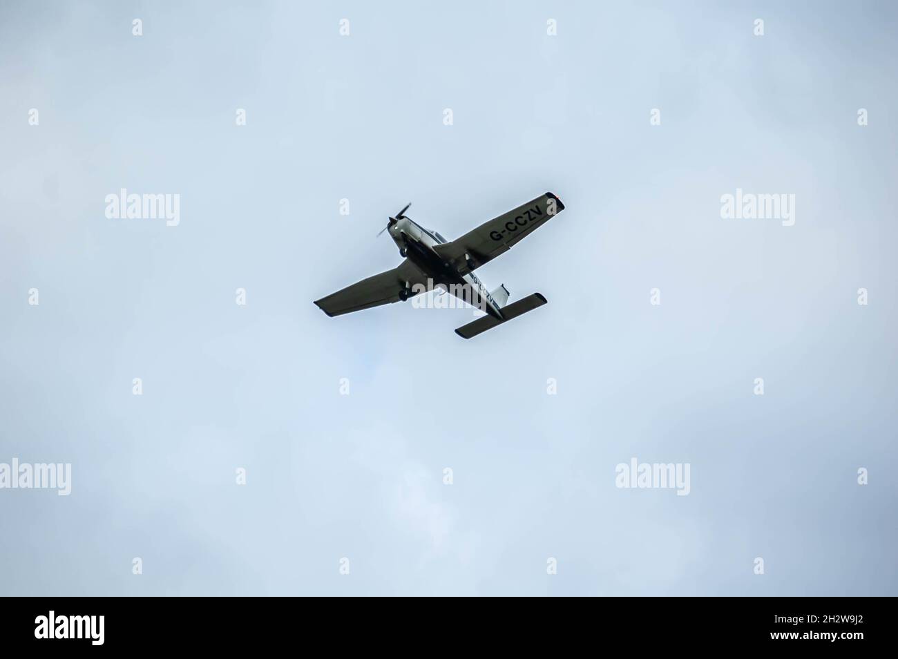 ELSTREE, LONDON, ENGLAND- 17 October 2021: Piper PA-28-151 single ...