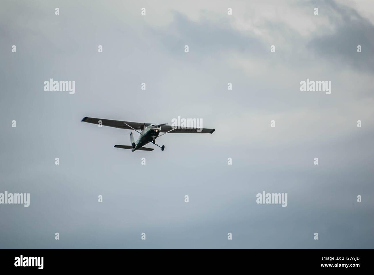 ELSTREE, LONDON, ENGLAND- 17 October 2021: Cessna F152 small plane in ...