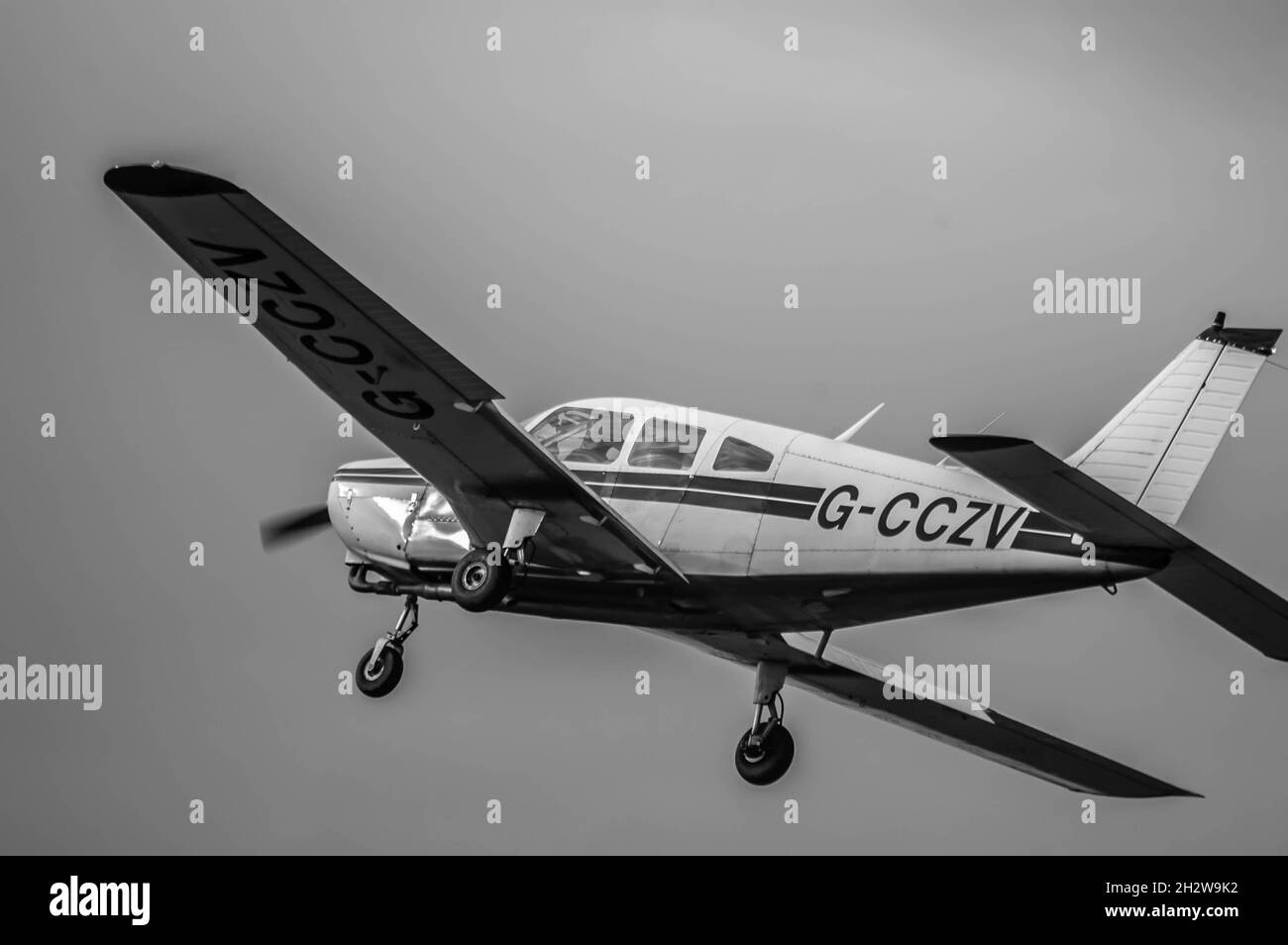 ELSTREE, LONDON, ENGLAND- 17 October 2021: Piper PA-28-151 single ...