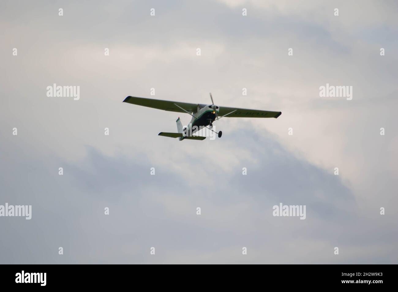 ELSTREE, LONDON, ENGLAND- 17 October 2021: Cessna F152 small plane in ...