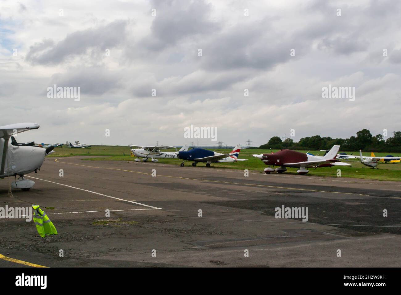 ELSTREE, LONDON, ENGLAND- 17 October 2021: Light aircrafts at London ...