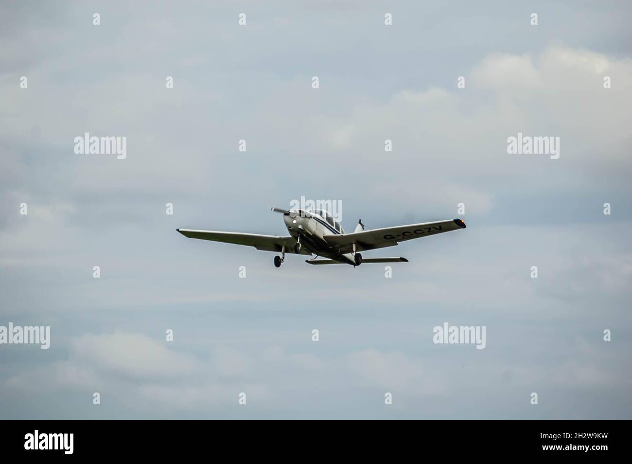 ELSTREE, LONDON, ENGLAND- 17 October 2021: Piper PA-28-151 single ...