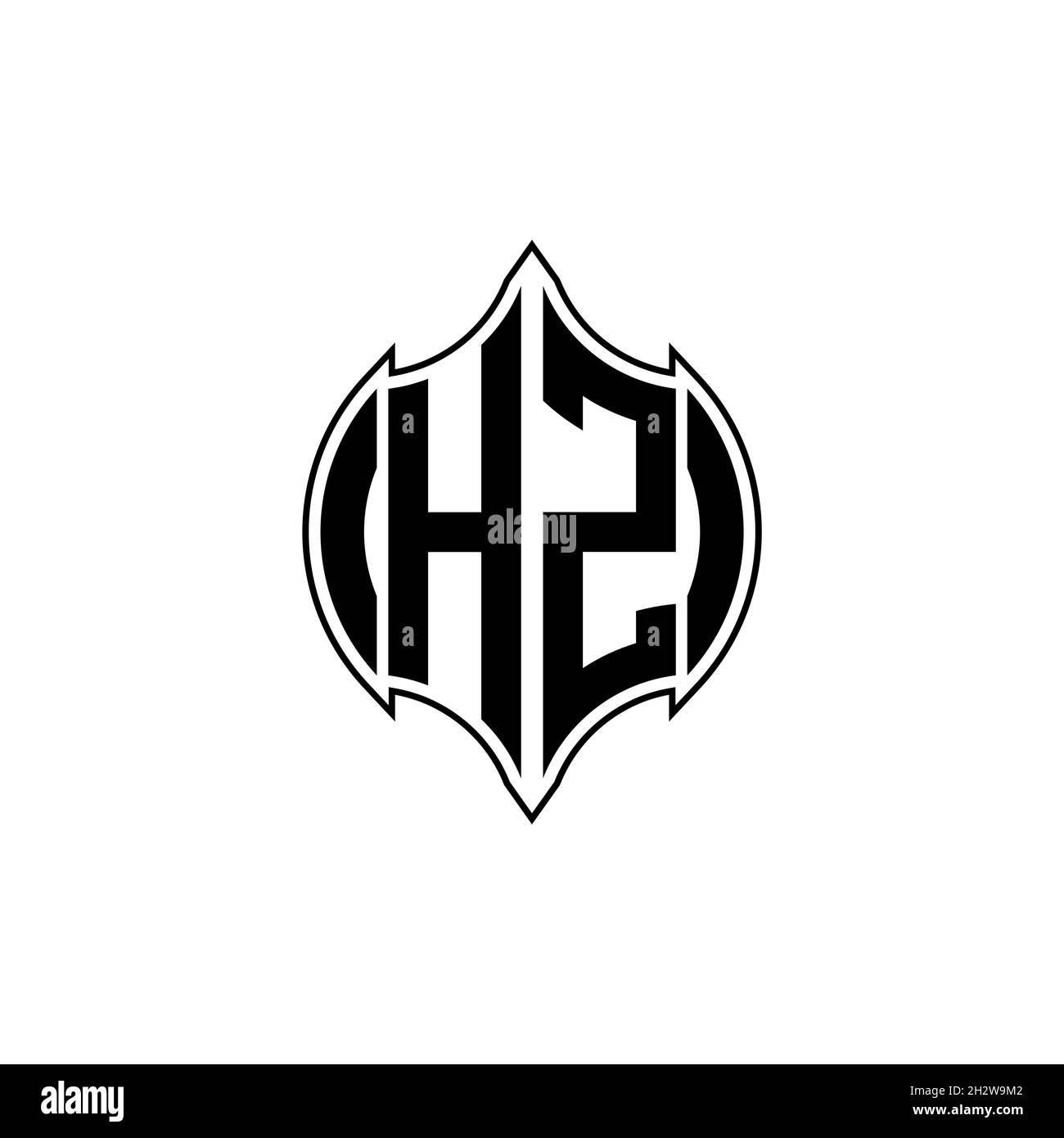 HZ Monogram logo letter with Gemoteric line rounded shape style design ...
