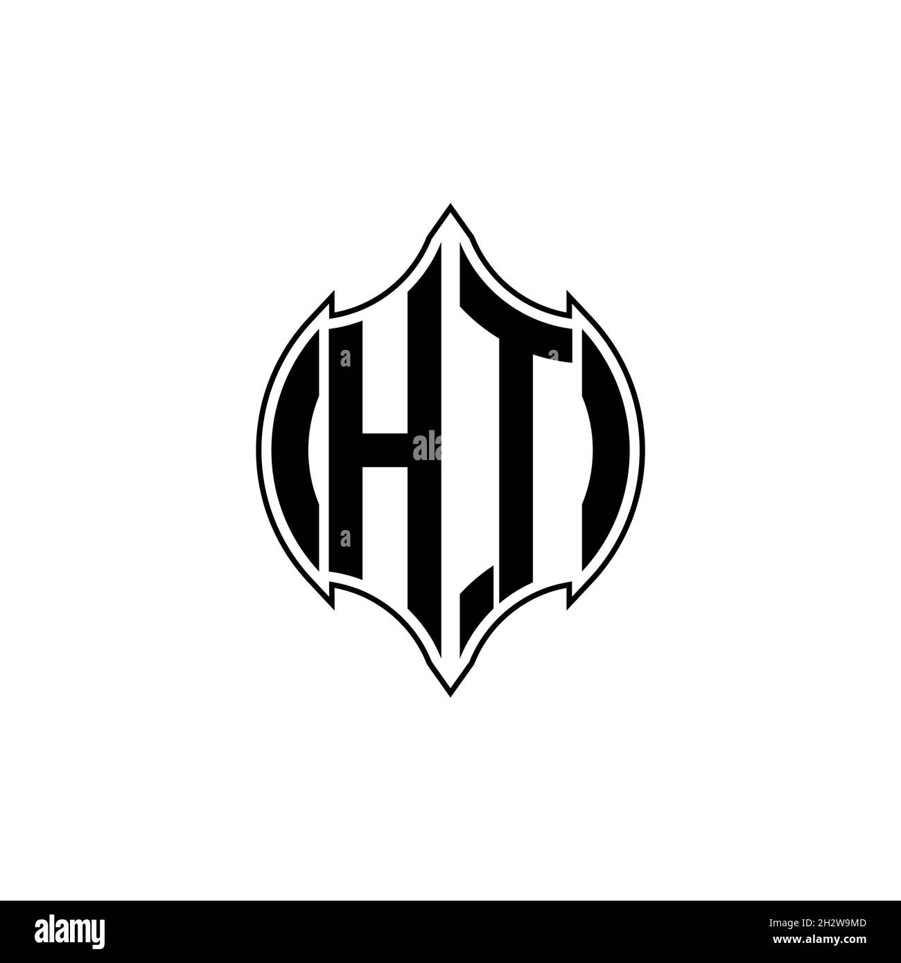 HT Monogram logo letter with Gemoteric line rounded shape style design ...