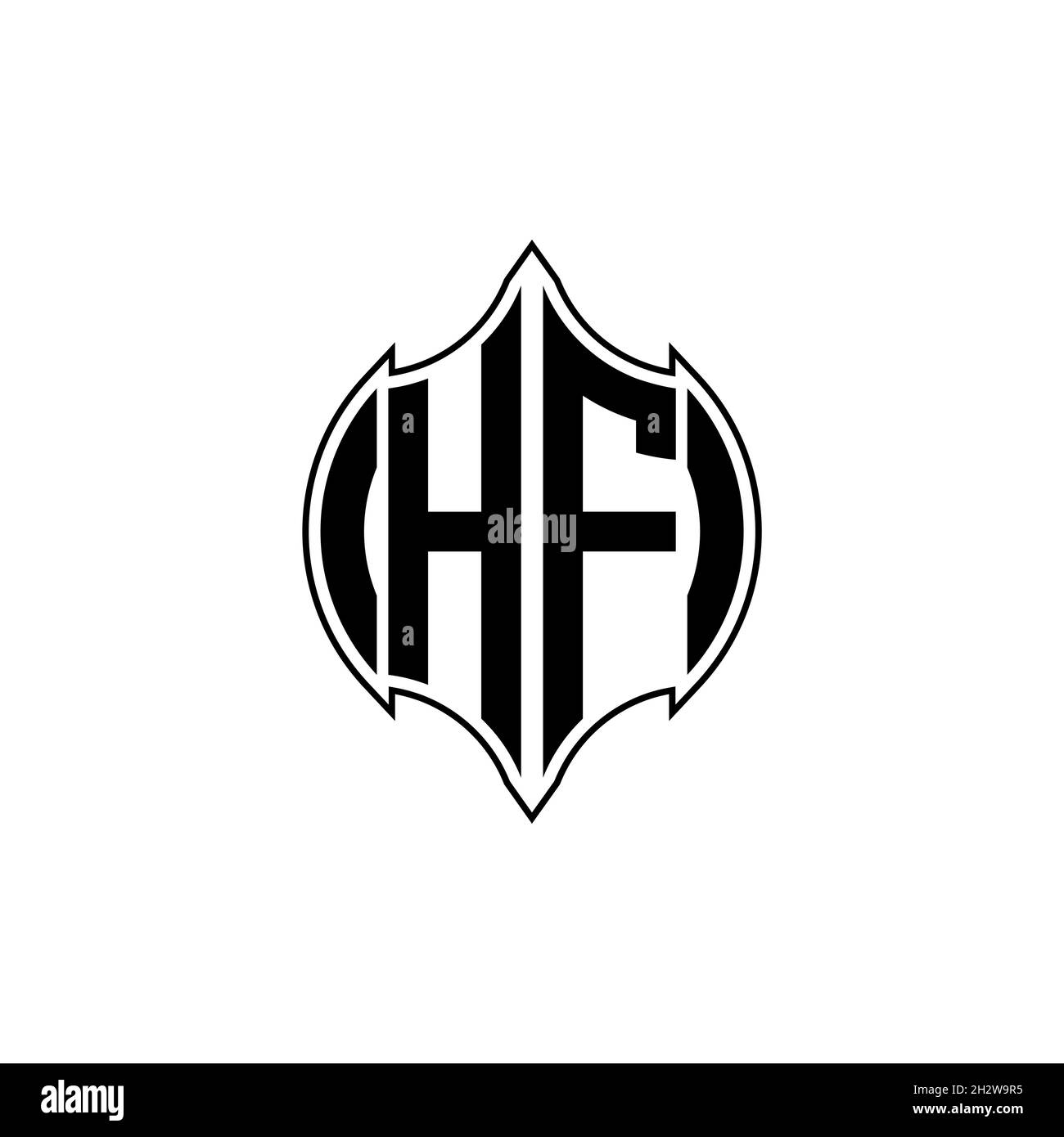 HF Monogram logo letter with Gemoteric line rounded shape style design ...