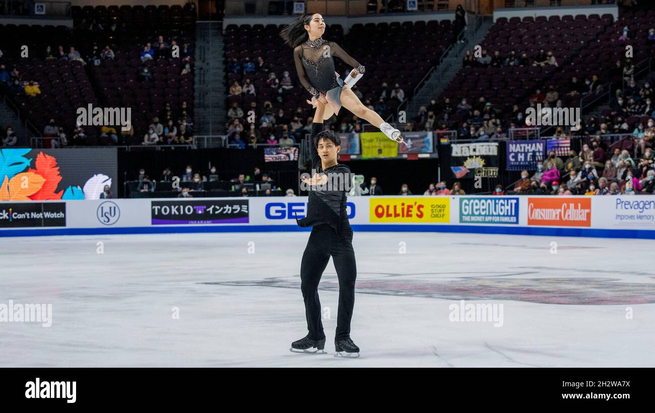 Riku Miura and Ryuichi Kihara of Japan take the pairs silver medal at ...