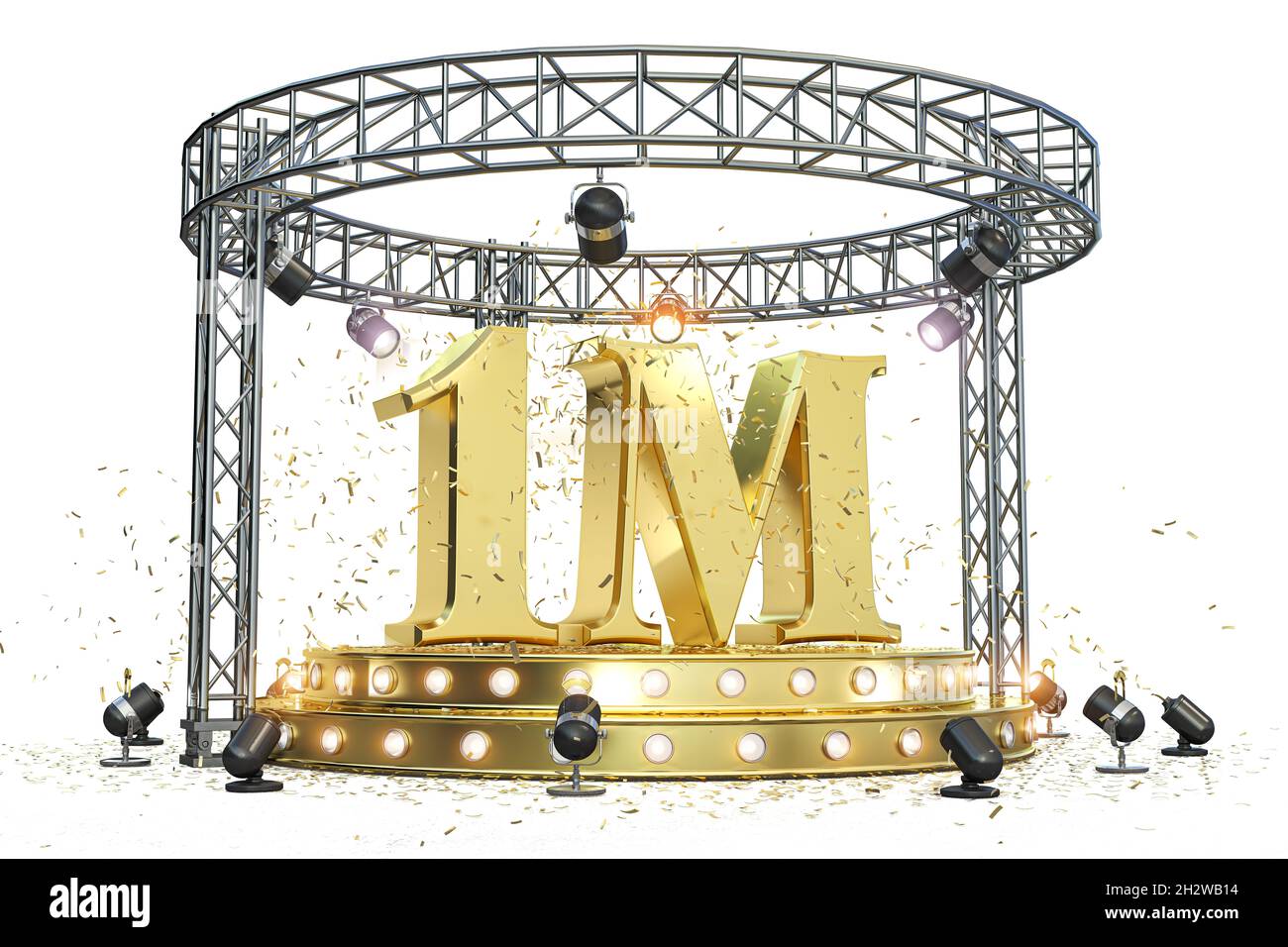 1M One million followers celebration. Number 1M on the stage with ...